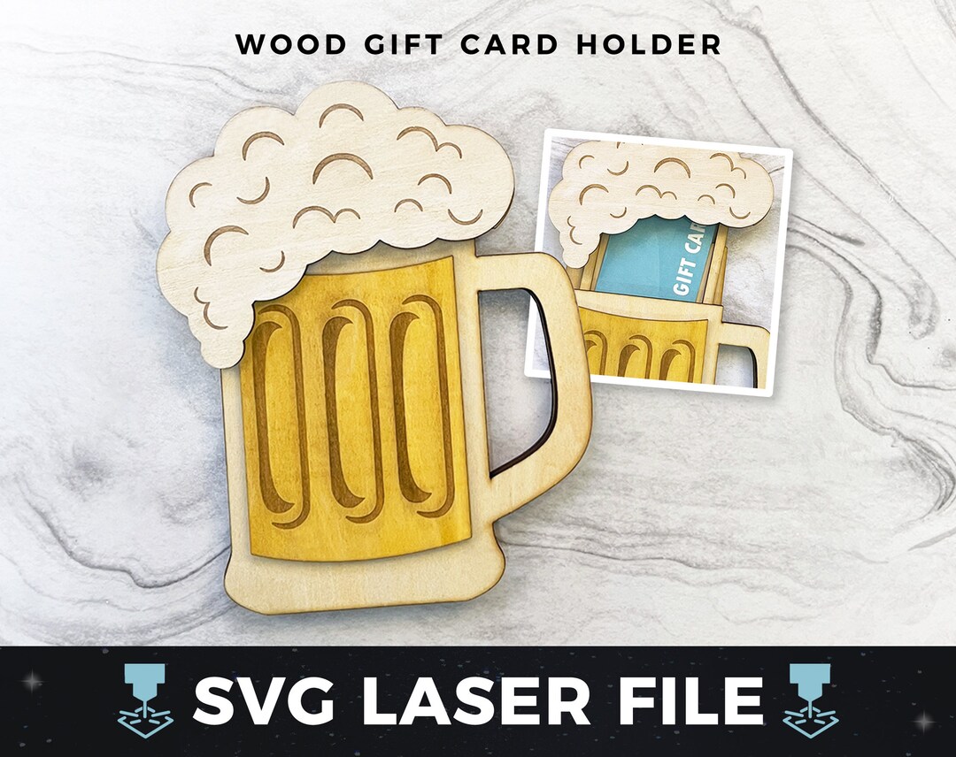 Beer Gift Card Holder Svg, DIY Wood Beer Mug Gift Card Holder Cut Svg ...