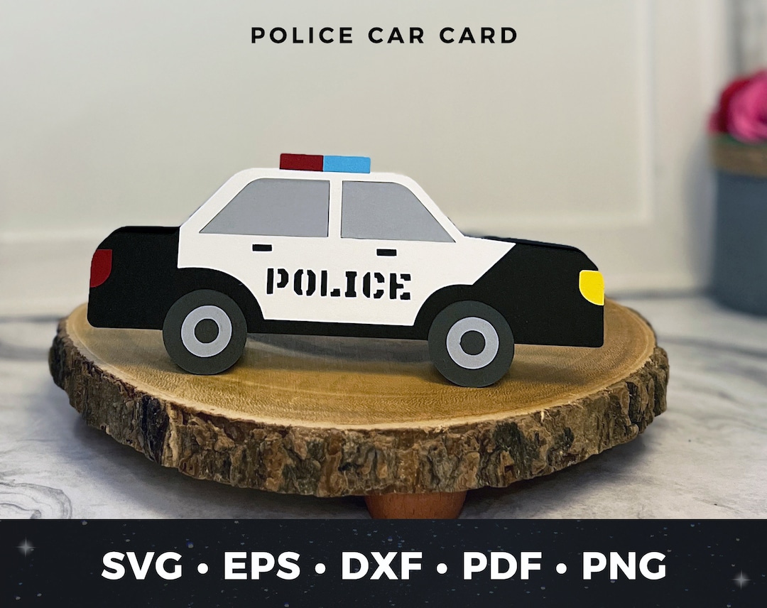 Police Car Card Svg, Police Birthday Card Svg, DIY Police Birthday Card ...