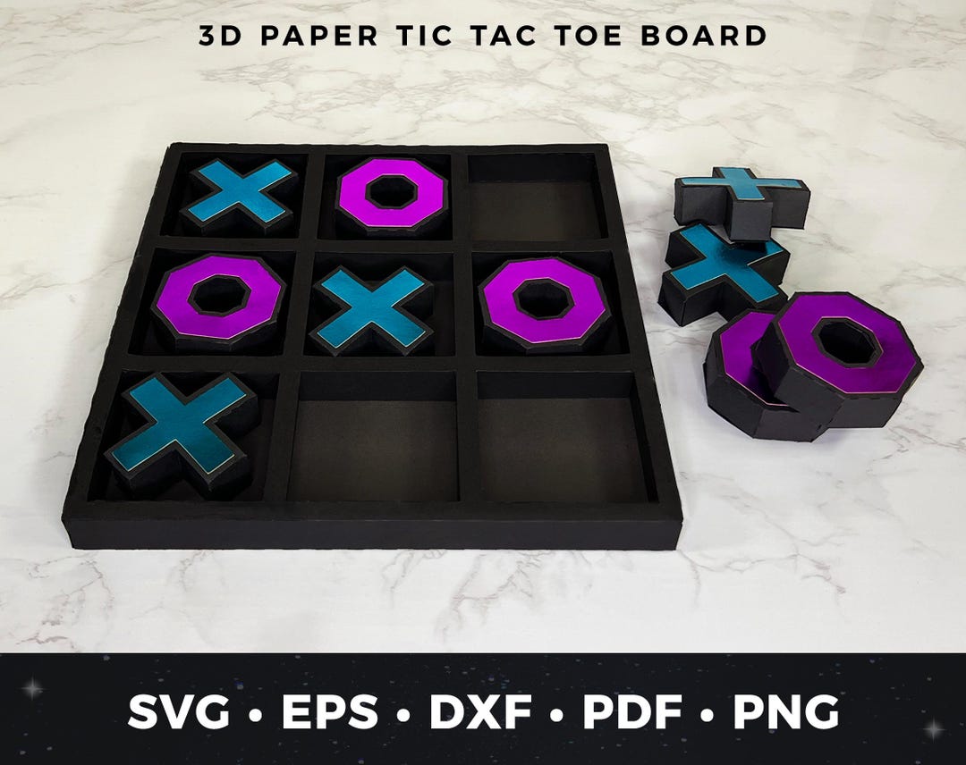 3D Paper Tic Tac Toe Game SVG, DIY Paper Game Board Template, Fun Party ...