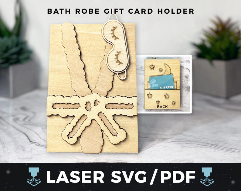 Bathrobe Gift Card Holder Laser SVG, Slumber Party Gift Card PDF ...