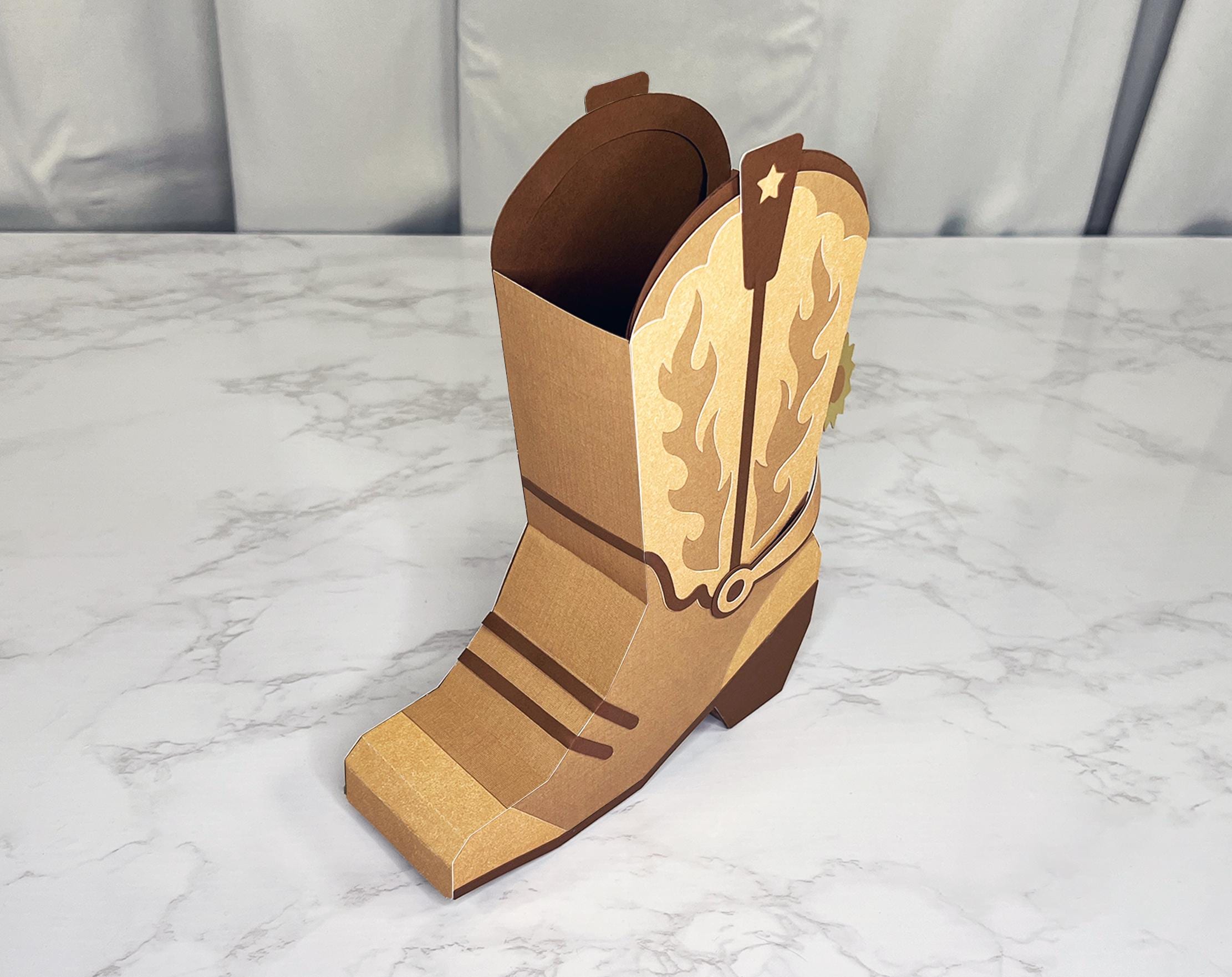 3D Cowboy Boot SVG, Paper Cowgirl Boot, Cricut Cowboy Boot Decor ...