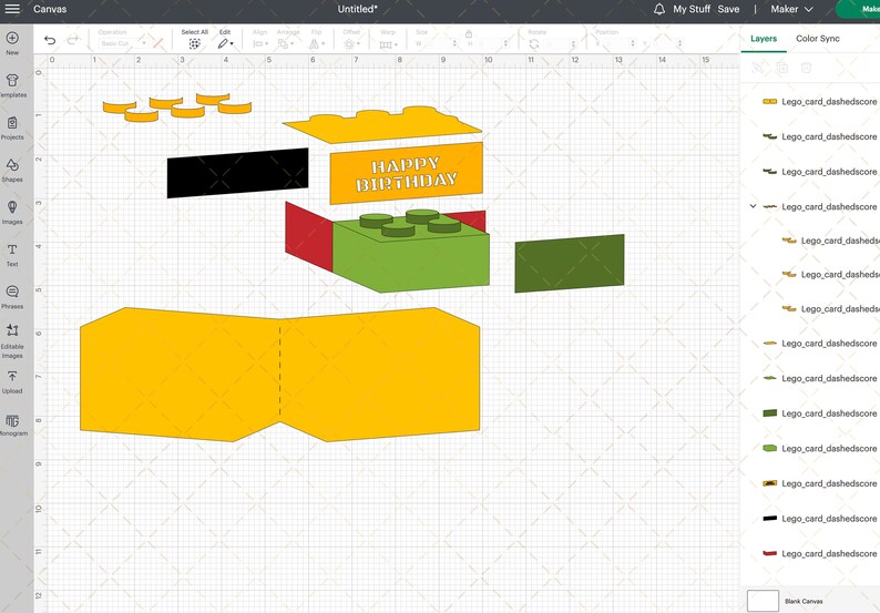 Building Bricks Card Svg, Building Brick Card Cut File Svg, DIY ...