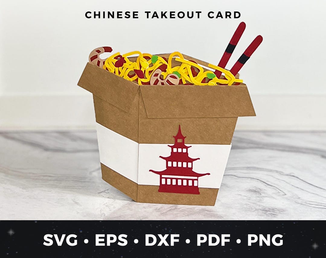 Chinese Takeout Greeting Card SVG, Takeout Box Card SVG, Foodie ...