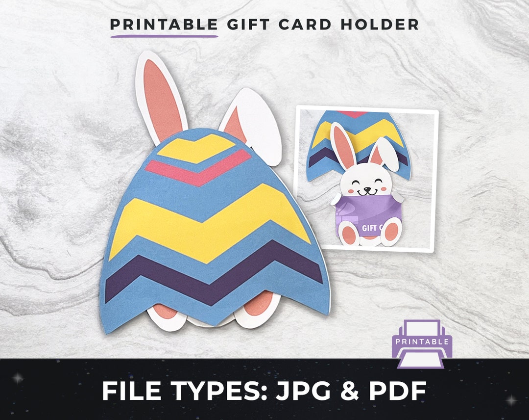 Printable Easter Gift Card Holder, DIY Easter Bunny Gift Card Holder ...