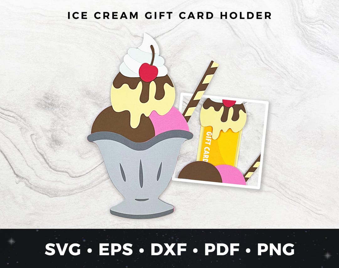 Ice Cream Sundae Gift Card Holder SVG, Ice Cream Money Holder, Ice ...
