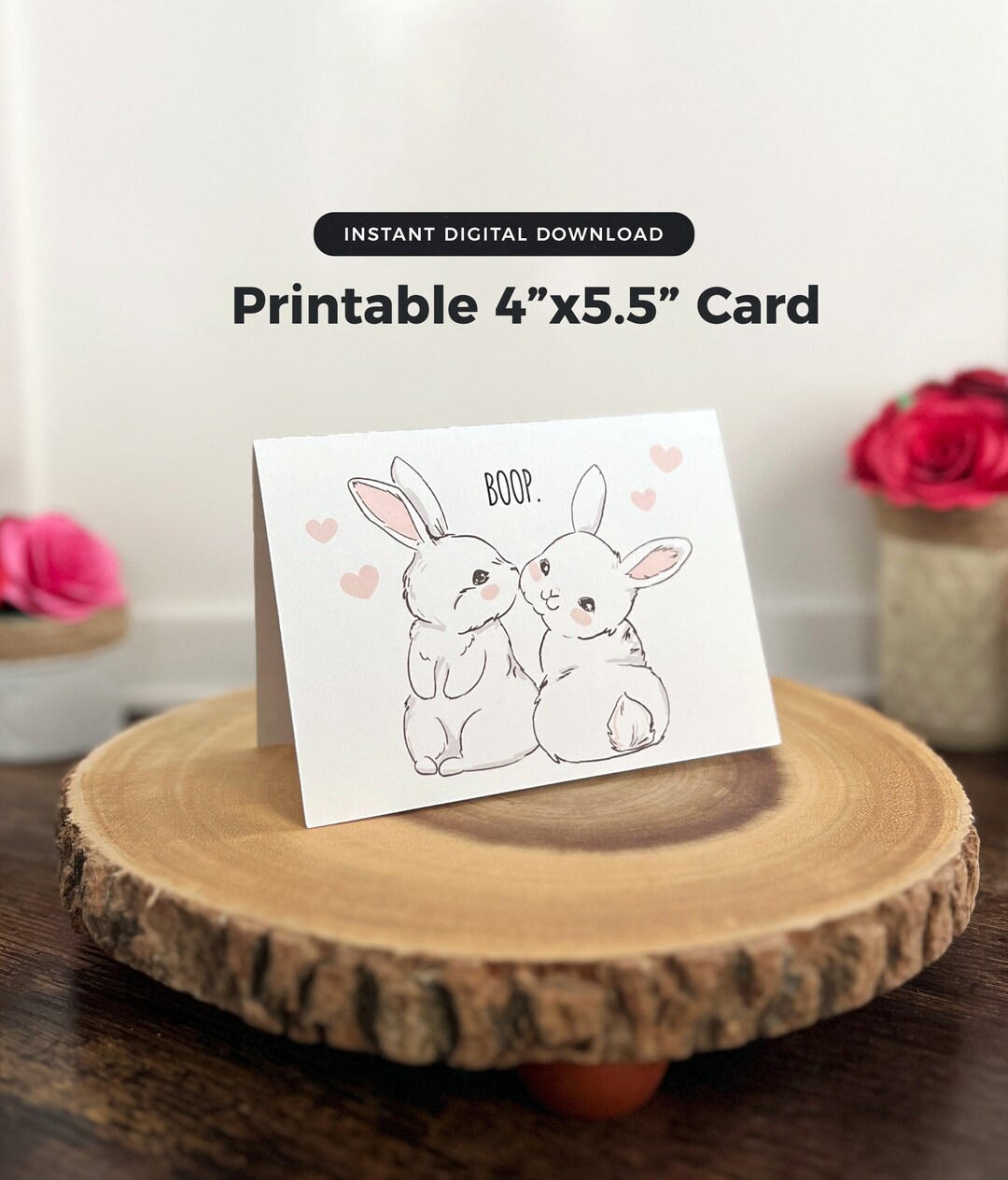 Printable Bunny Card, Cute Bunny Card, Bunny Birthday Card, Cute ...