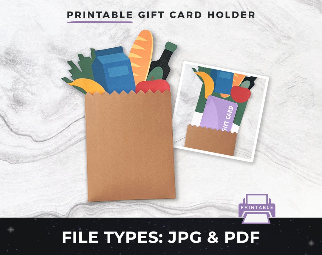 Printable Groceries Gift Card Holder, DIY Grocery Money Gift Card Jpg ...