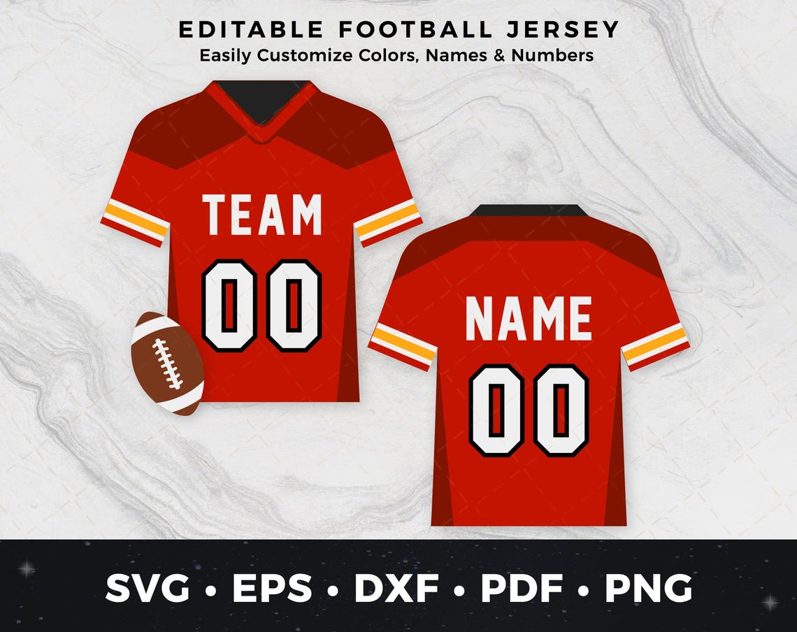 Football Svg Jersey Png Pdf Dxf Eps, Football Cut File, Football Vector ...