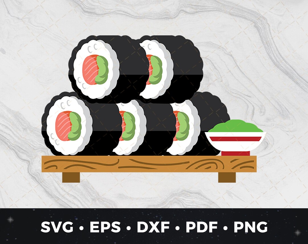 Sushi Svg Png Pdf Dxf Eps, Japanese Food Clipart, Sushi Roll Cut File ...