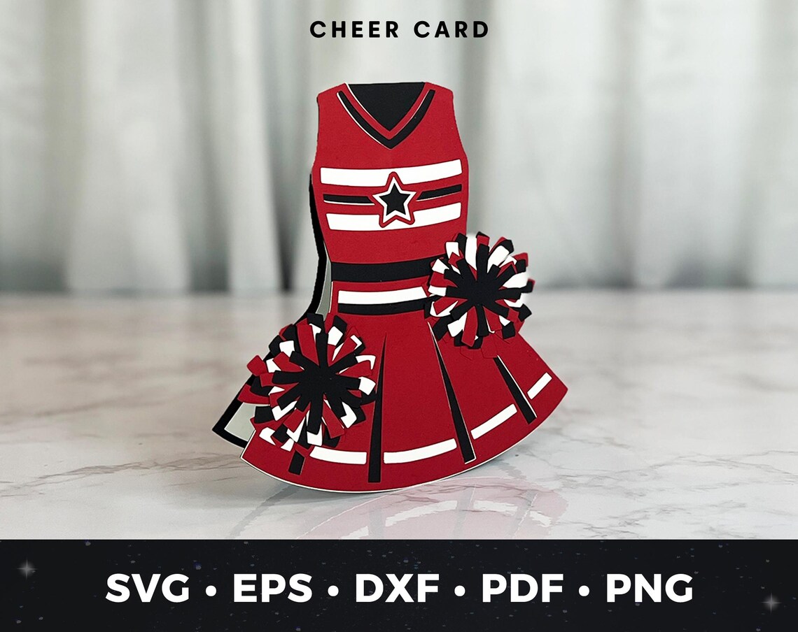 Cheer Greeting Card SVG, Cheerleading Card Cut File, Cheerleader ...