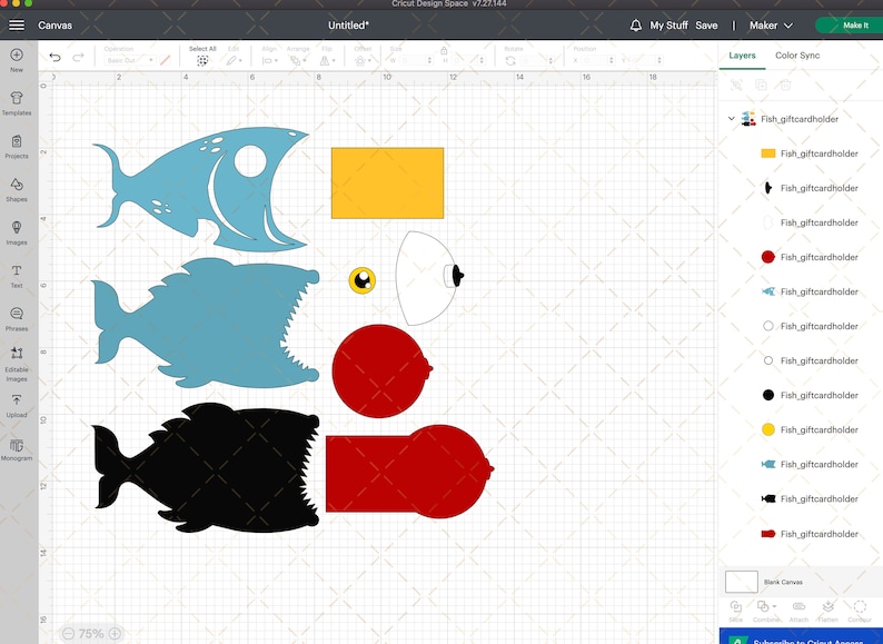 Fishing Card Template Fish Gift Card Holder Birthday Card - Etsy