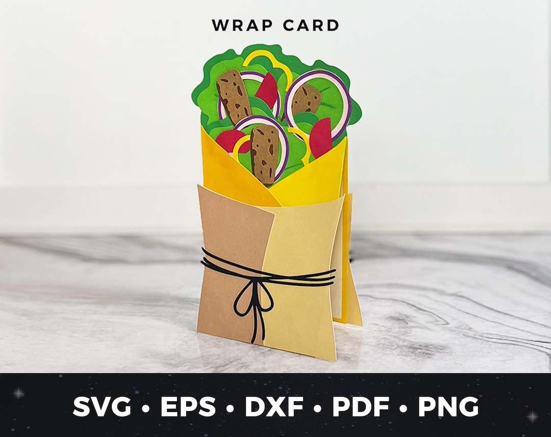 Wrap Greeting Card SVG, Burrito Card, DIY Wrap Card, Foodie Gift Card ...