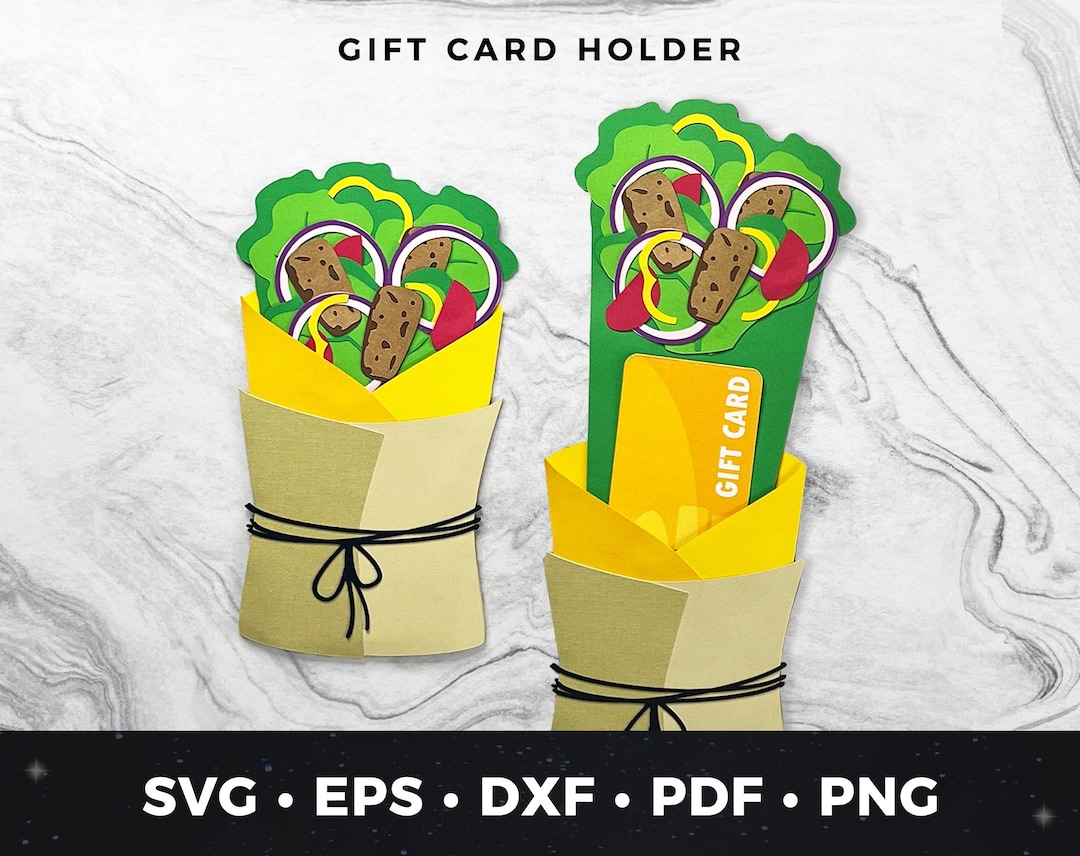 Wrap Gift Card Holder SVG, Food Wrap Card SVG, Burrito Gift Card Holder ...