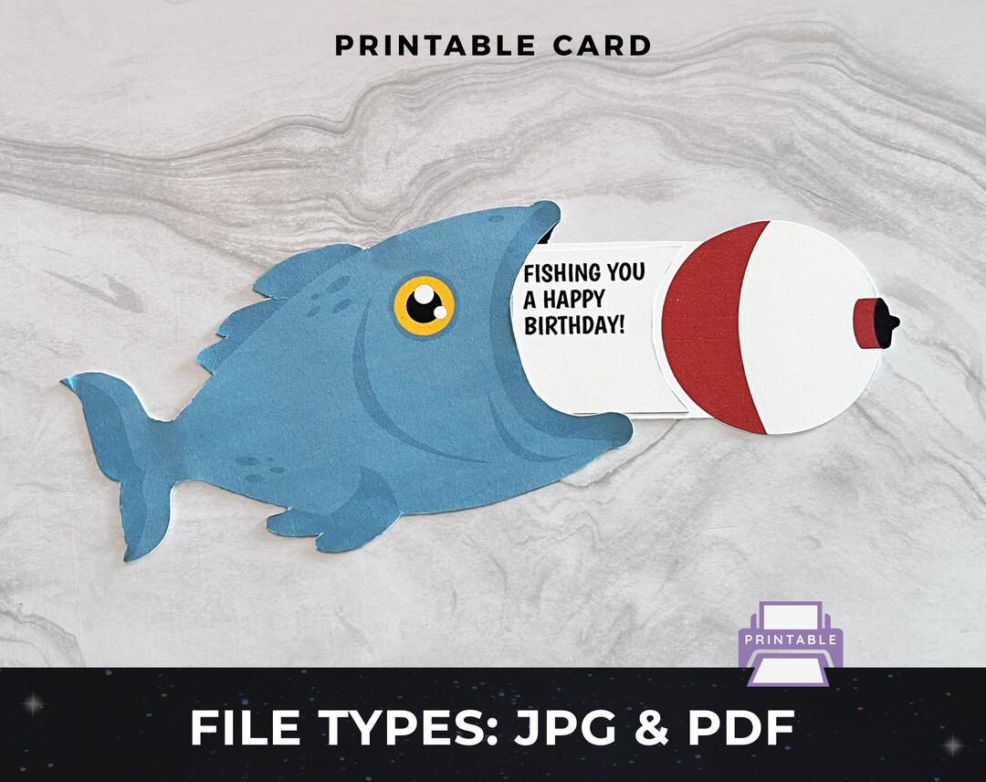 Printable Fishing Birthday Card, Printable Fish Birthday Card ...