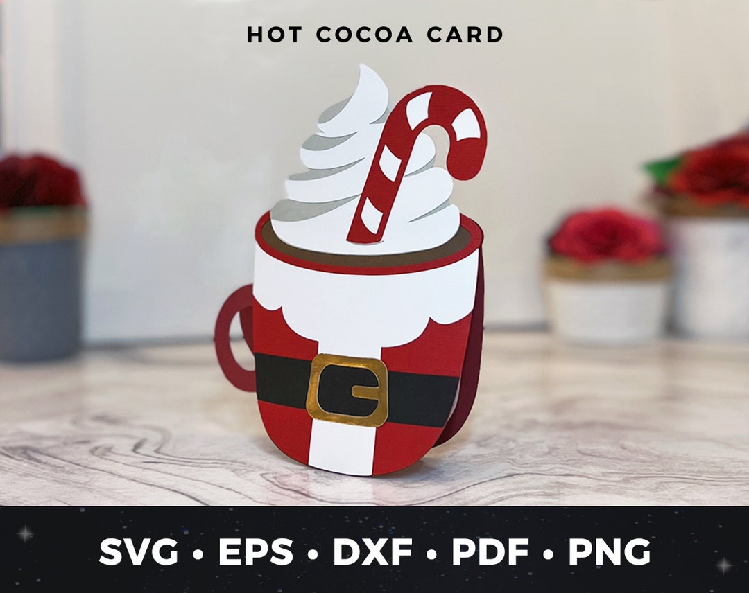 Santa Hot Cocoa Mug Card Svg, Santa Hot Chocolate Greeting Card Svg ...