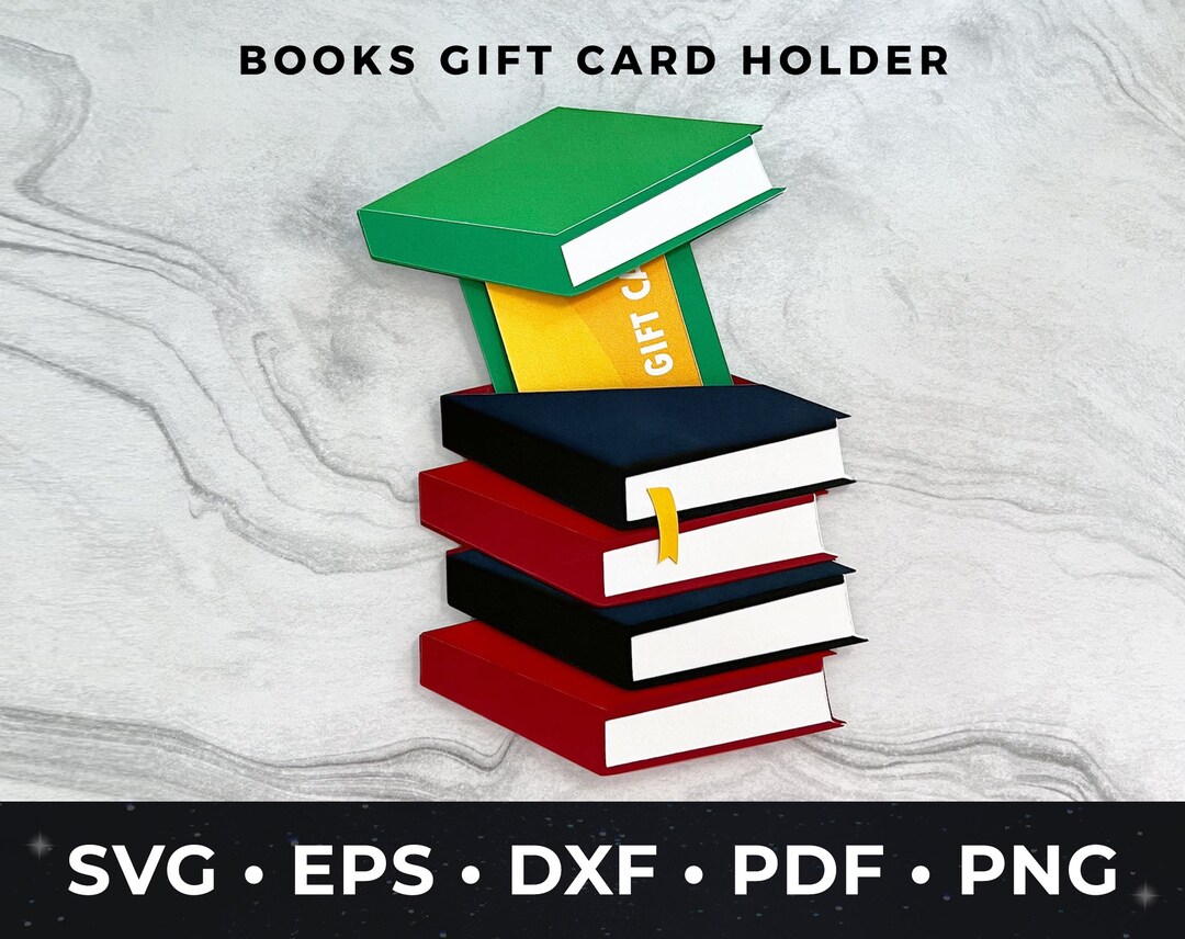 Books Gift Card Holder Svg Book Lover Svg DIY Teacher Card - Etsy