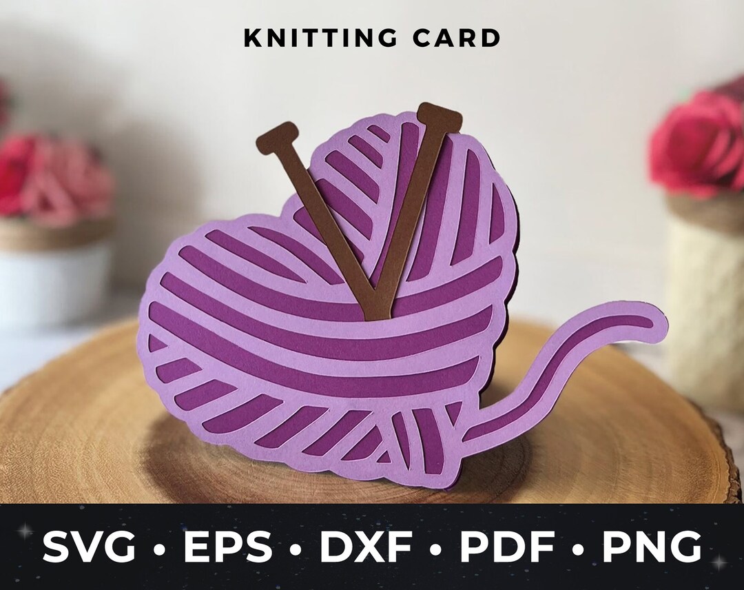 Knitting Card Svg DIY Knitting Card Knitting Cut File - Etsy