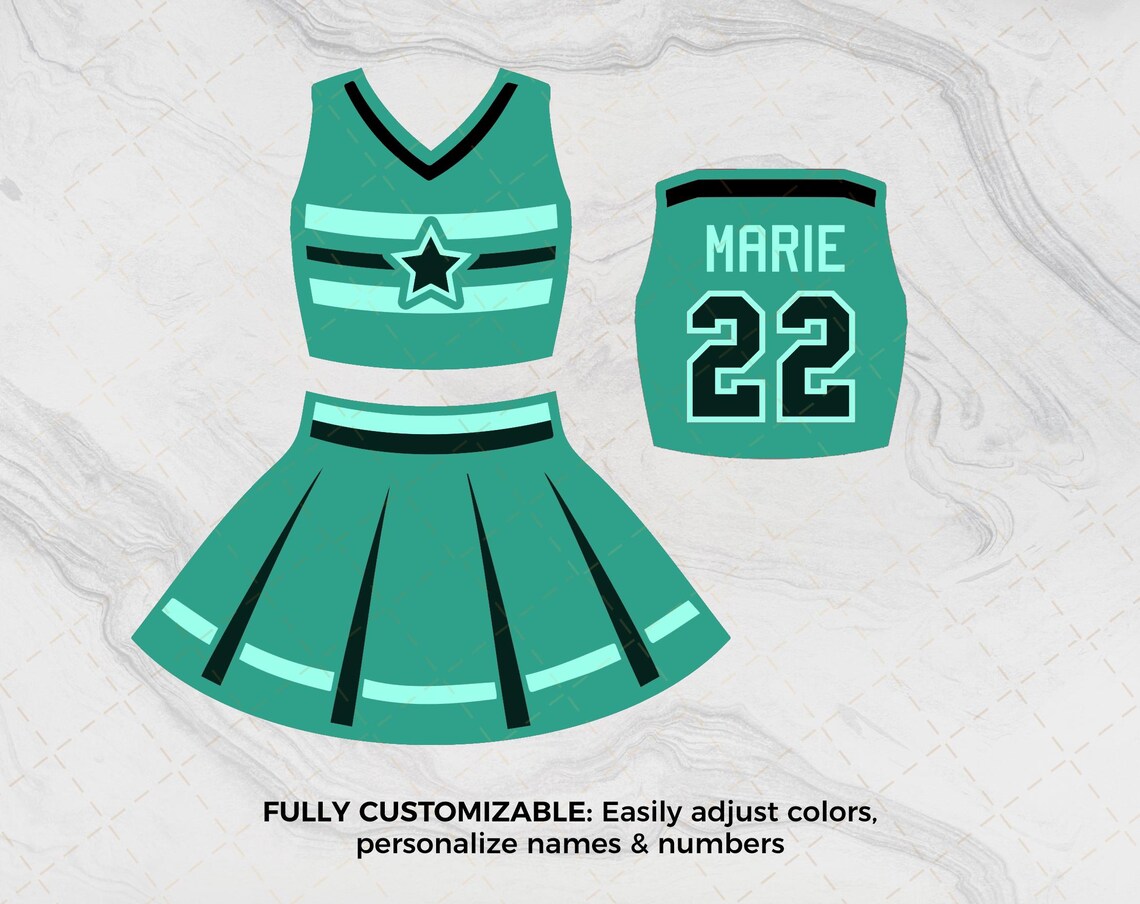 Custom Cheer Uniform Svg Png Pdf Dxf Eps, Cheer Clipart, Cheer Cut File ...