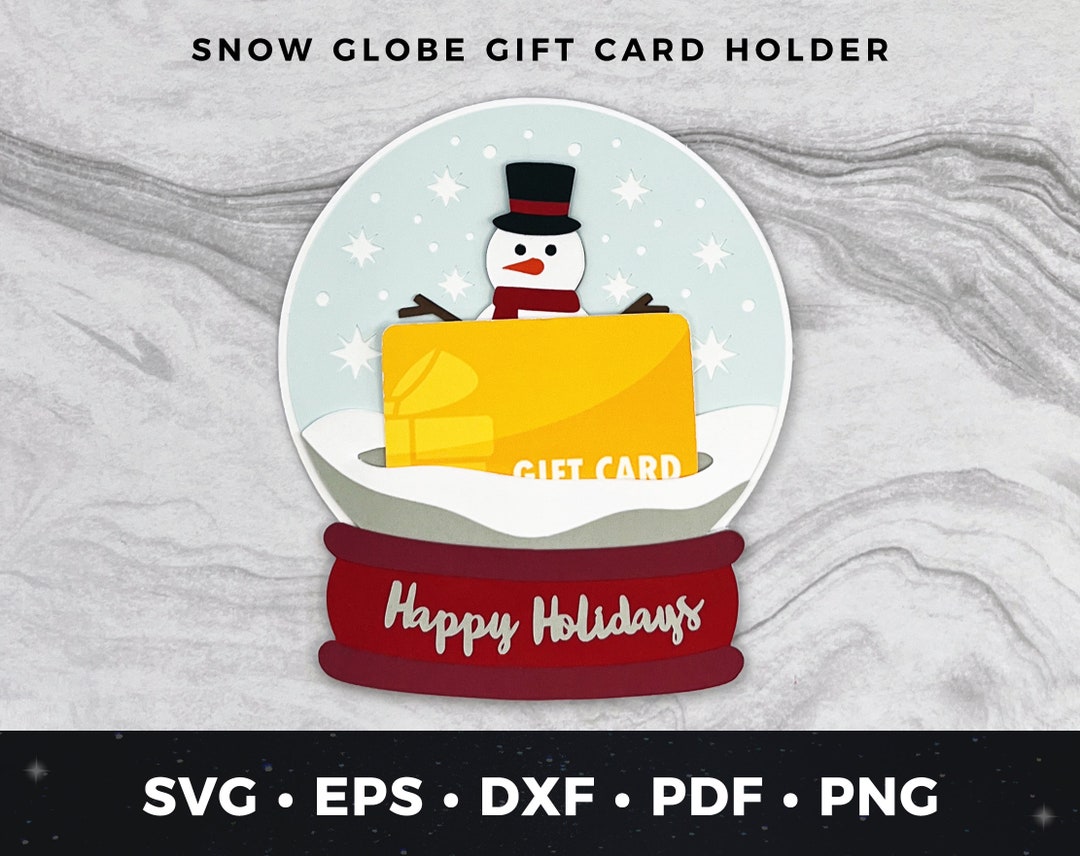 Snow Globe Gift Card Holder Svg, DIY Holiday Gift Card Holder Cut File ...