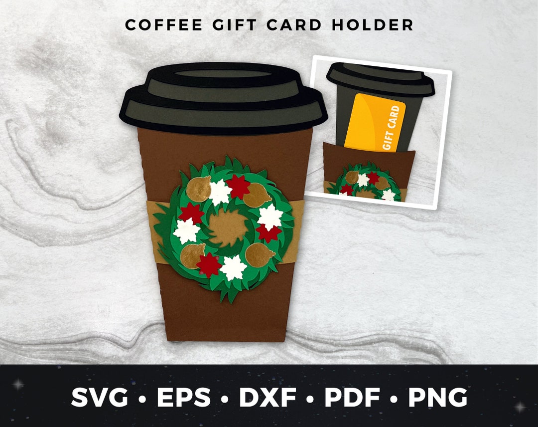Christmas Coffee Gift Card Holder Svg, Christmas Wreath Gift Card ...
