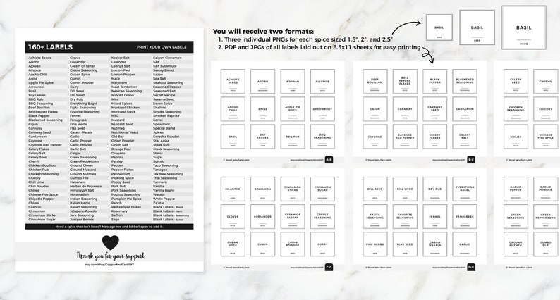 Printable Pantry Labels Square Pantry Labels Printable Spice - Etsy