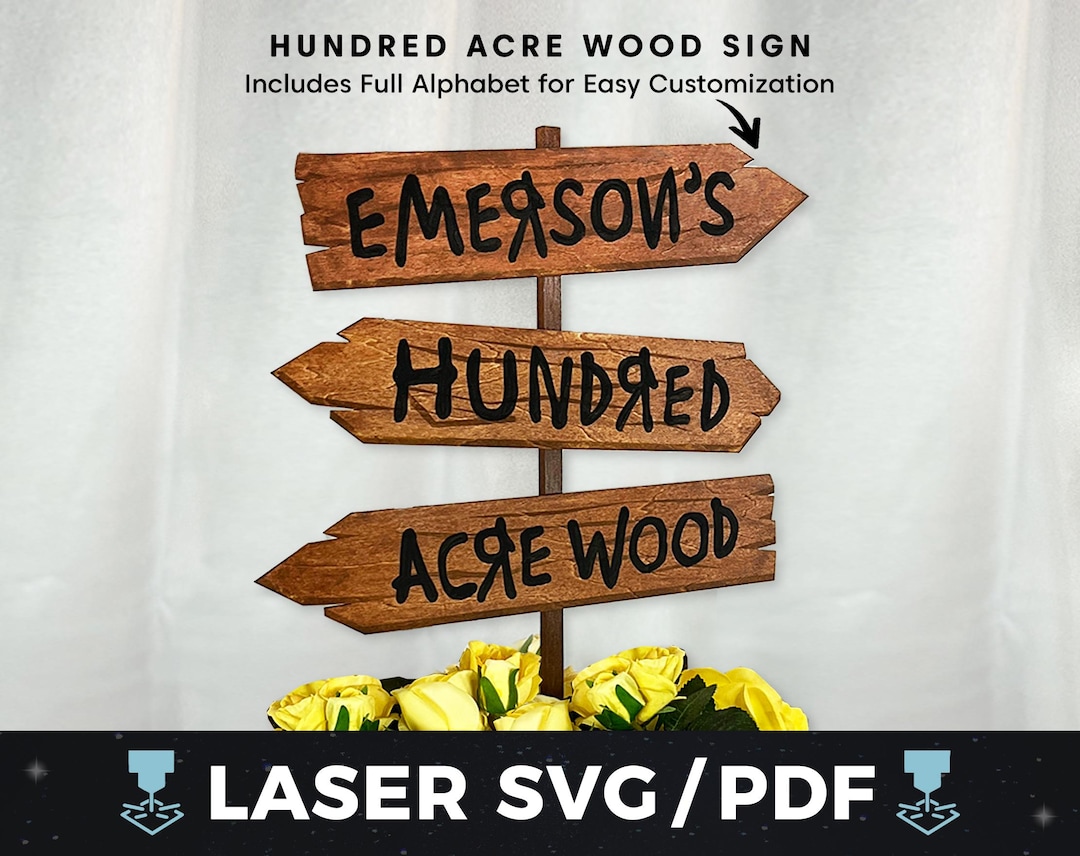 Hundred Acre Wood Sign Laser Cut File, Pooh Baby Shower Decor ...