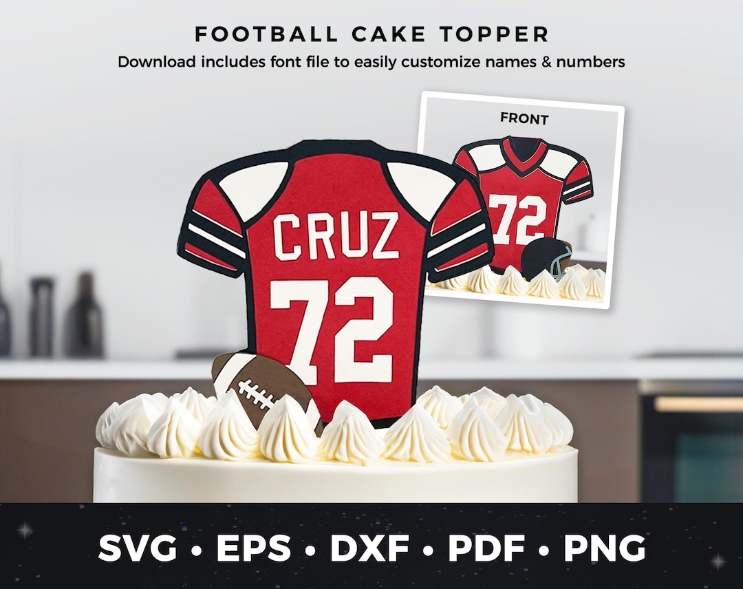 Football Jersey Cake Topper SVG, Sports Themed Cupcake Topper, Football ...