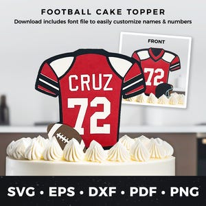 Football Jersey Cake Topper SVG, Sports Themed Cupcake Topper, Football ...