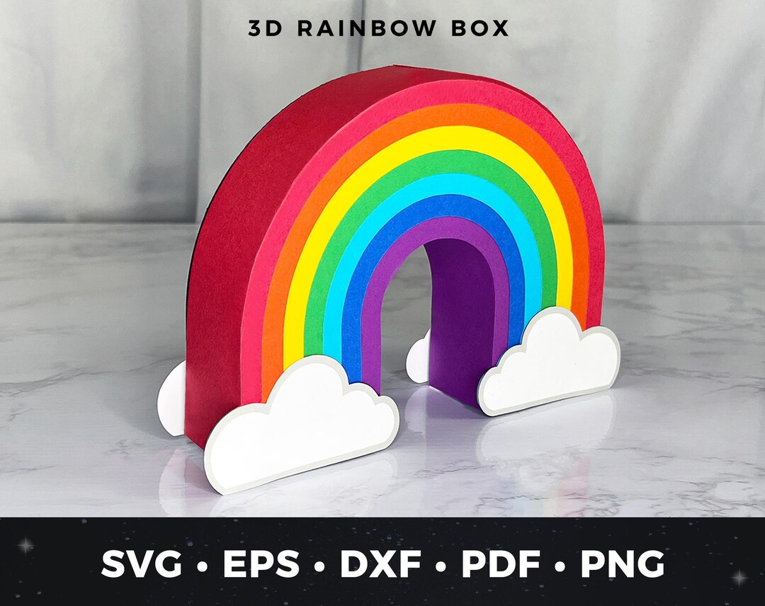 Rainbow Favor Box SVG, 3D Rainbow Gift Box Template, DIY Rainbow Party ...