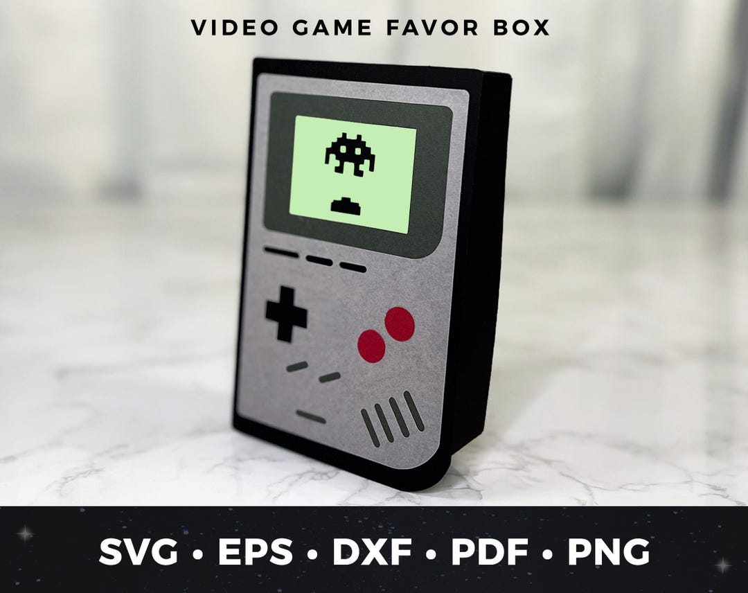 Handheld Game Console Gift Box SVG, 3D Video Game Favor Box Template ...