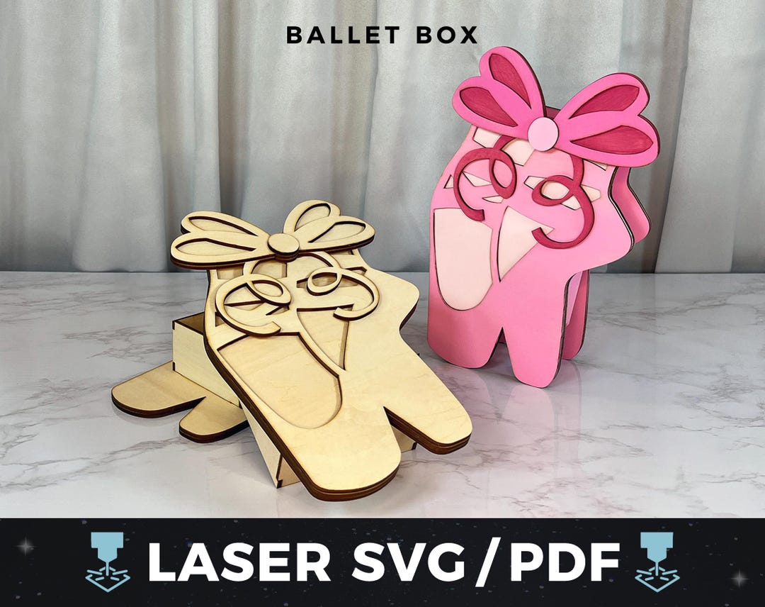 Ballet Gift Box Laser Cut File, Ballerina Favor Box SVG, Dance Party ...