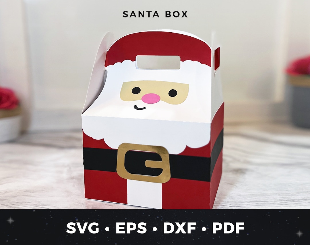 Christmas Santa Gift Box SVG Cut File, DIY Holiday Santa Box Svg, 3D ...