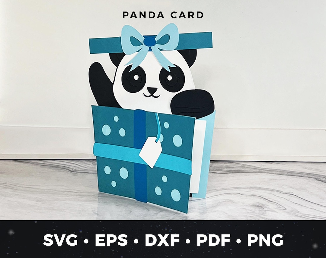Panda Greeting Card SVG, Cute Panda Card, Animal Lover Birthday Card ...