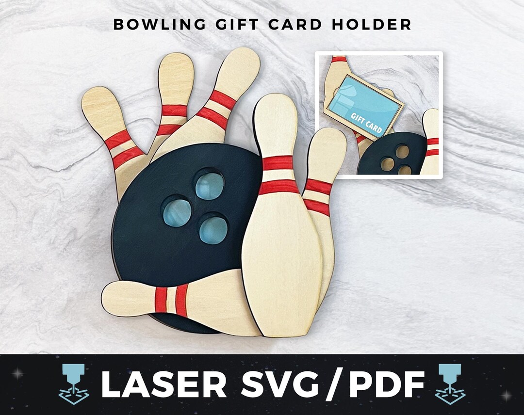 Bowling Gift Card Holder Laser SVG, DIY Sports Gift PDF, Bowling Money ...