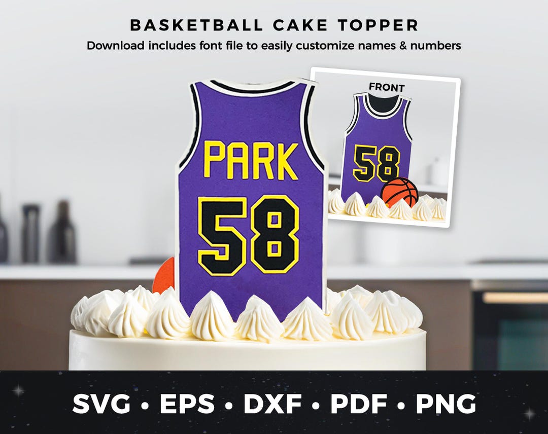 Basketball Jersey Cake Topper SVG, Sports Themed Cupcake Topper ...