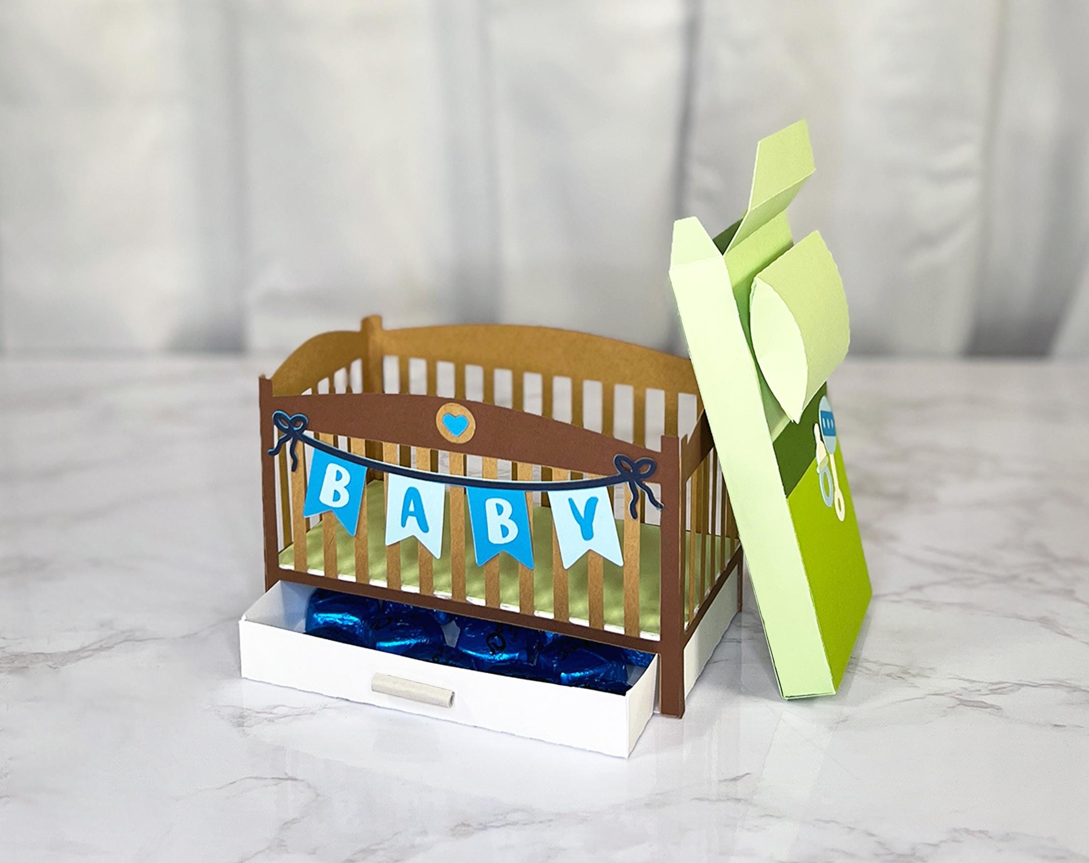Baby Crib Gift Box SVG, 3D Paper Bassinet Favor Box, Baby Shower Treat ...