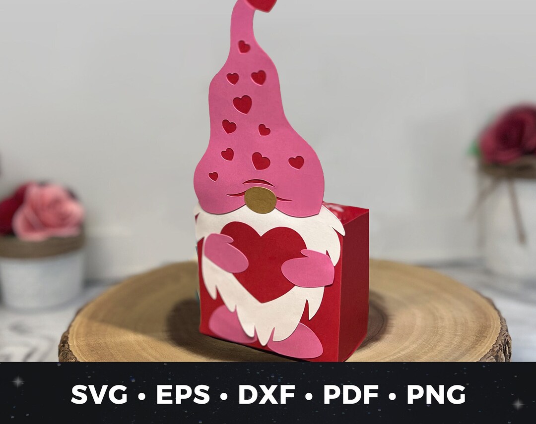 Gnome Valentine Favor Box SVG, Diy Gnome Valentine, Be Mine, DIY ...