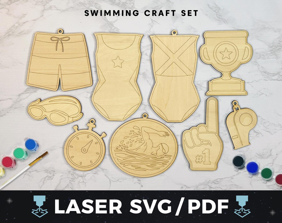 Swimming Ornament Set Laser SVG, Swim Team Decor Cut File, Kids ...