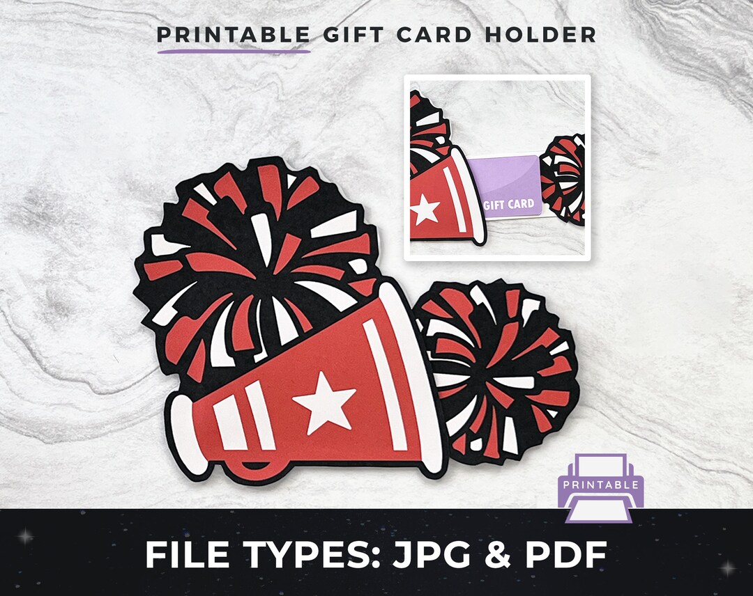 Printable Cheer Gift Card Holder, DIY Cheerleader Gift Card Holder ...