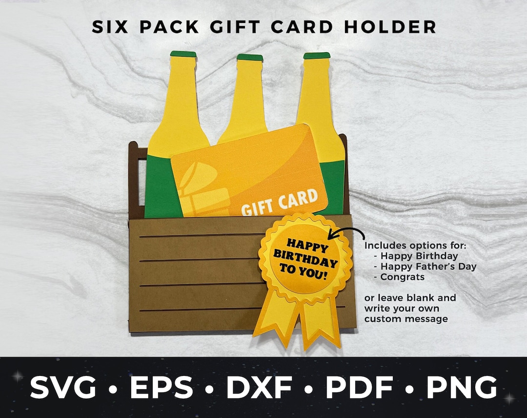 Beer Gift Card Holder Svg Six Pack Beer Father's Day - Etsy