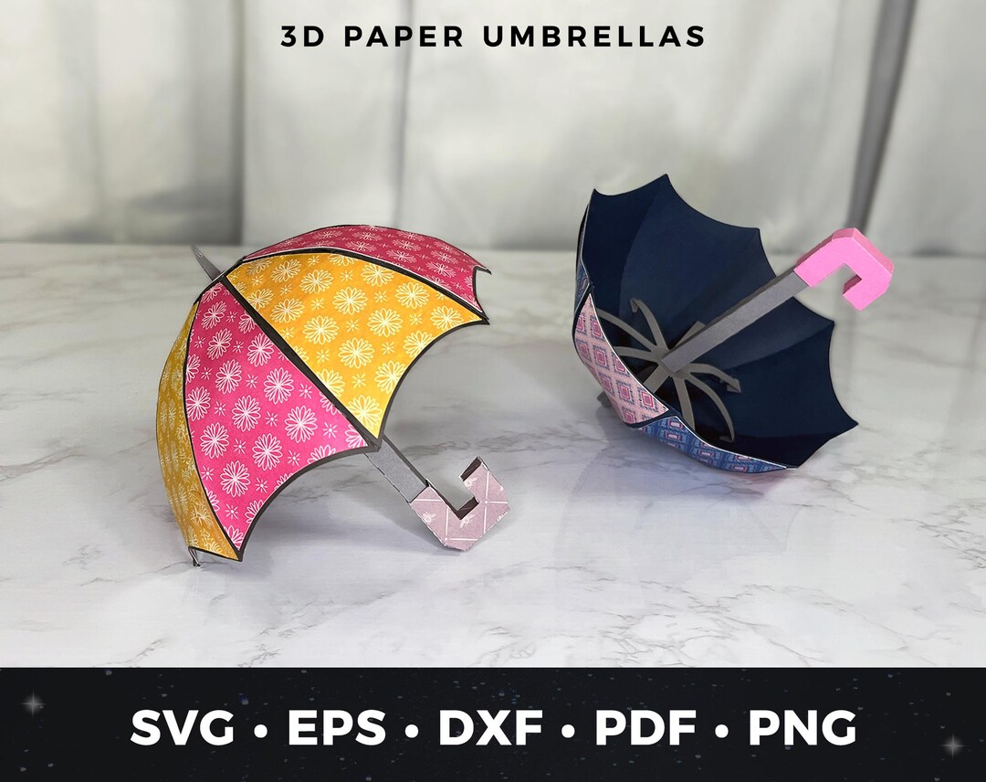 Mini Paper Umbrella SVG, 3D Paper Umbrella Decorations, Baby Shower ...