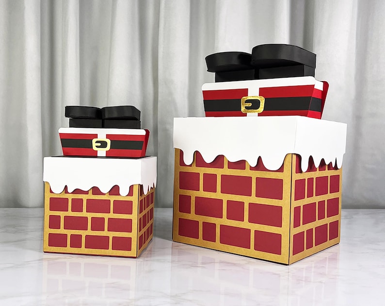 Santa Chimney Gift Box SVG, 3D Holiday Favor Box Pdf, DIY Christmas ...