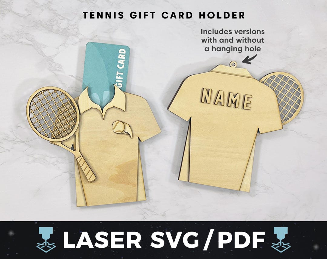 Tennis Gift Card Holder Laser Cut File, Tennis Racket Gift Card SVG ...