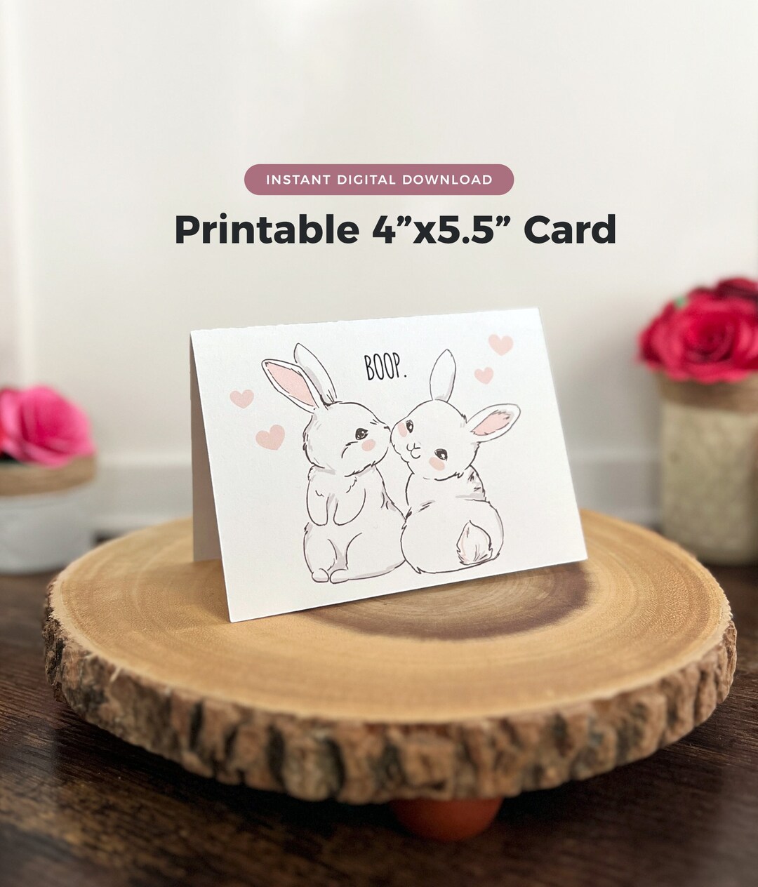 Printable Bunny Card Cute Bunny Card Bunny Birthday Card - Etsy