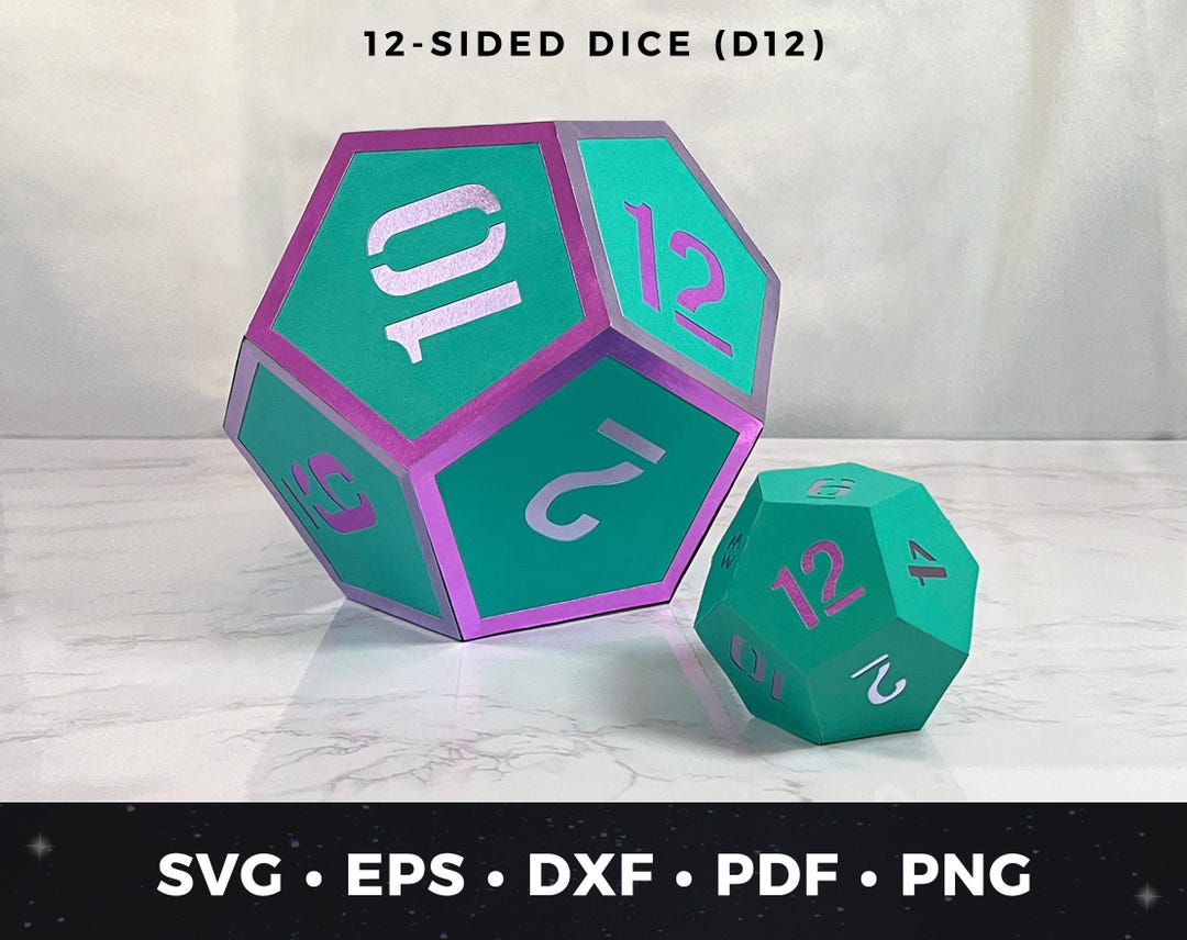 3D D12 Dice SVG, Polyhedral Paper Dice Box Template, DIY Dice Craft for ...
