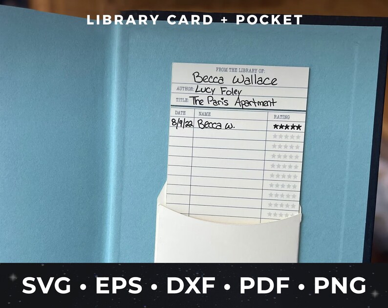 Library Card Slip and Pocket Svg Personal Library Checkout - Etsy