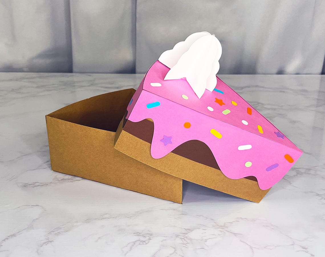 Cake Gift Box SVG, 3D Birthday Cake Favor Box Template, Paper Cake ...