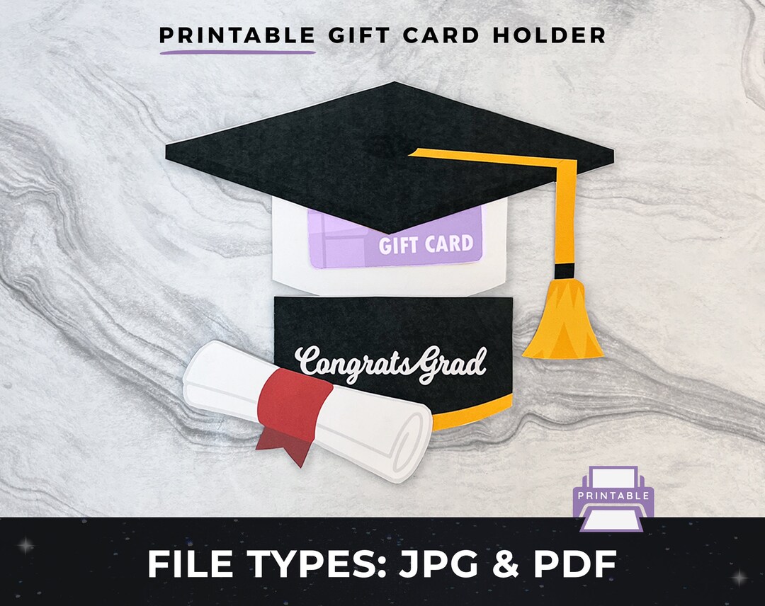 Printable Graduation Cap Gift Card Holder, DIY Print Graduation Card ...