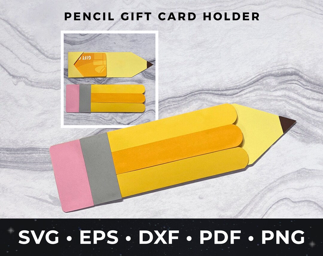 Pencil Gift Card Holder Template Teacher Appreciation Gift - Etsy