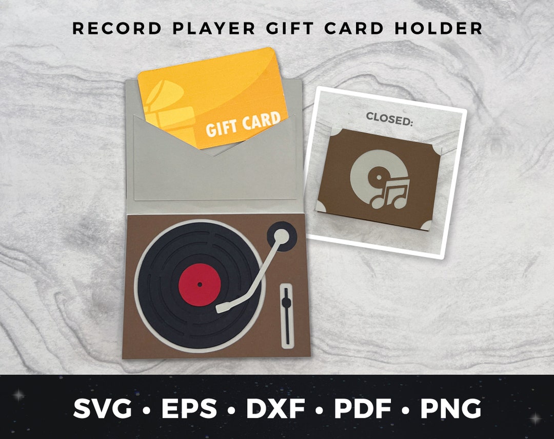 Vinyl Record Player Gift Card Holder Svg, Gift Card Holder Cut File ...